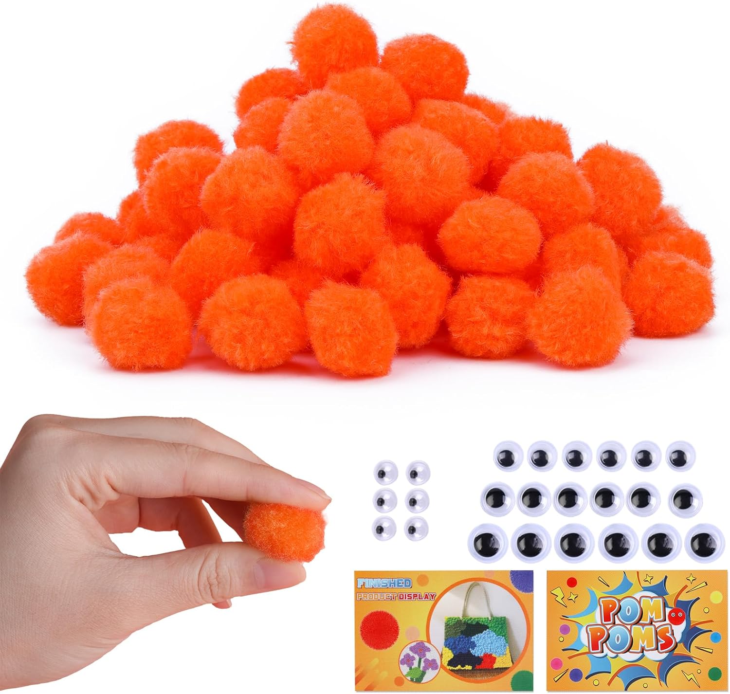 Amazon.com: LOKUNN 1 Inch Pom Poms, Orange Pom Poms for Arts and Craft ...