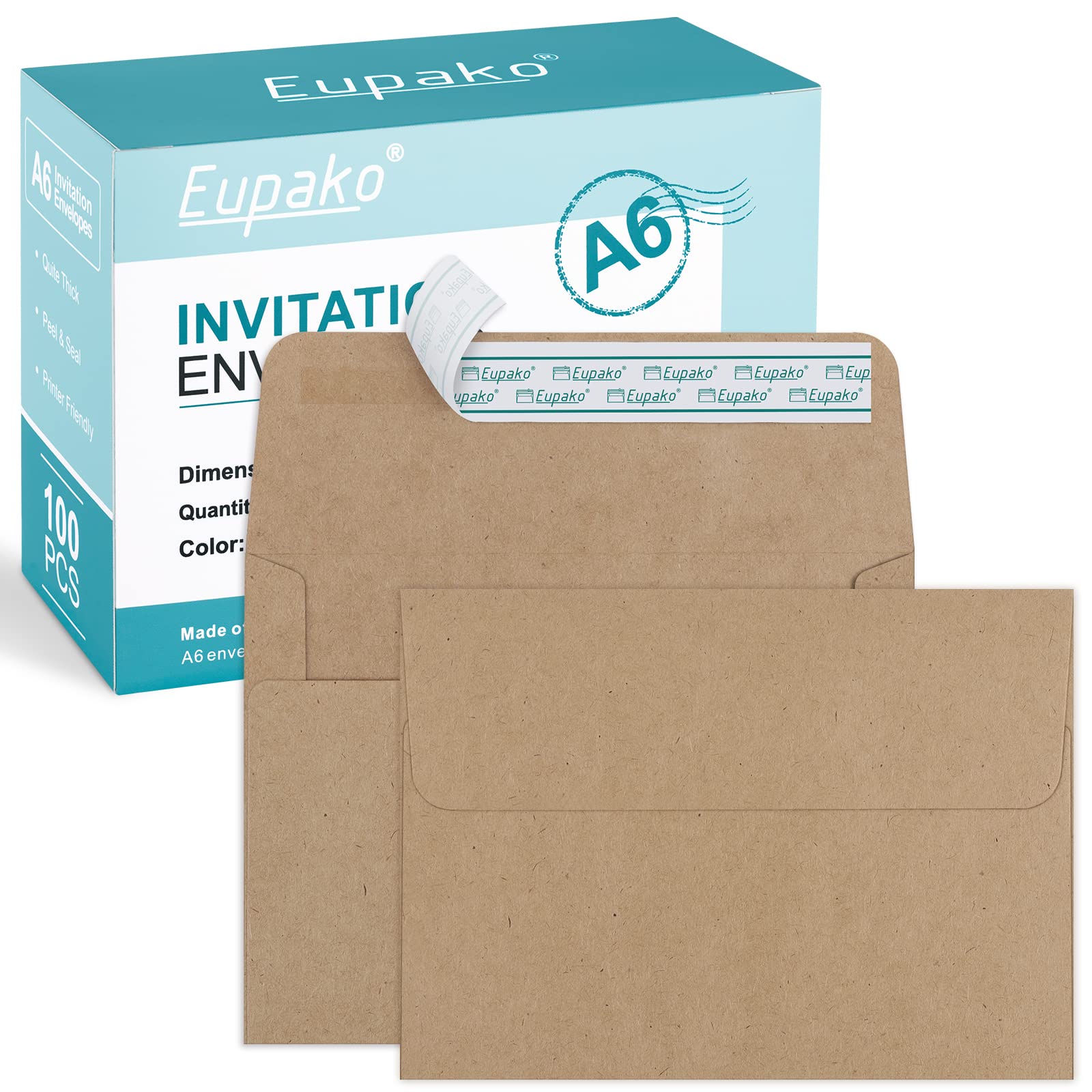 Snapklik.com : A6 Brown Envelopes 4x6, 100 Pack Self Seal Envelopes For ...