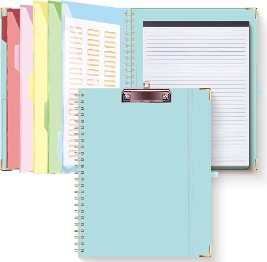 HAUTOCO Clipboard Folder with Replaceable Lined Notepad, Spiral ...