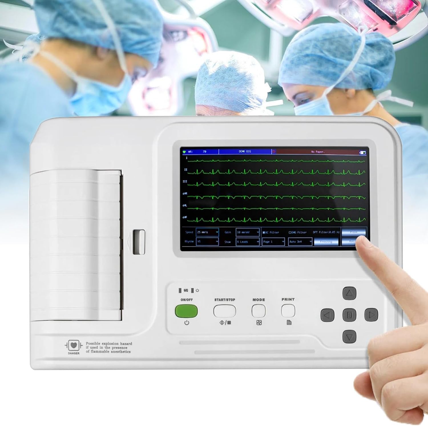 PtaTt Portable 7 Inch Digital Touch Screen Equipment 6 Channel 12 Leads ...