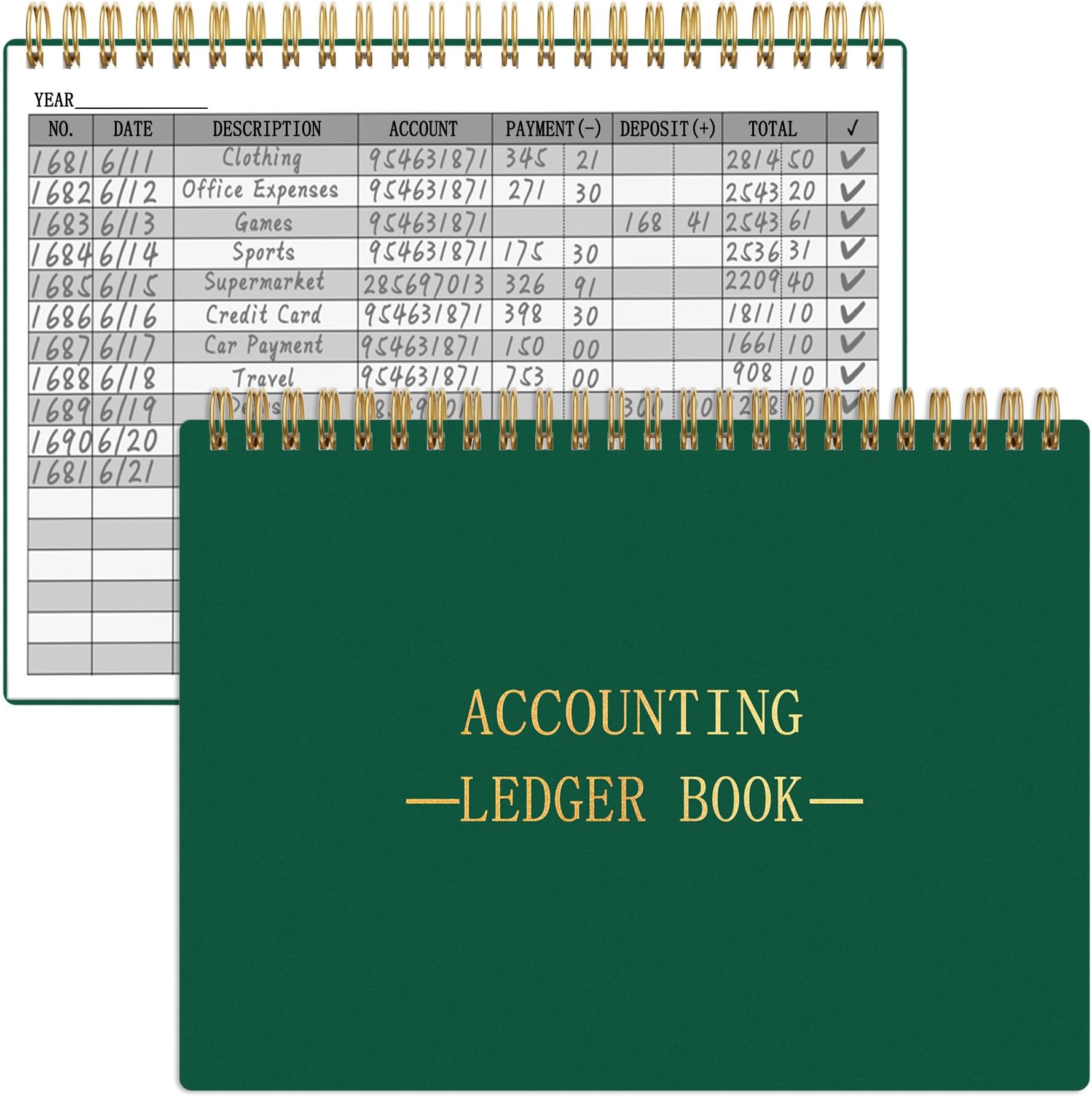 Amazon.com : HAUTOCO Accounting Ledger Book A5 Horizontal Ledger Books ...
