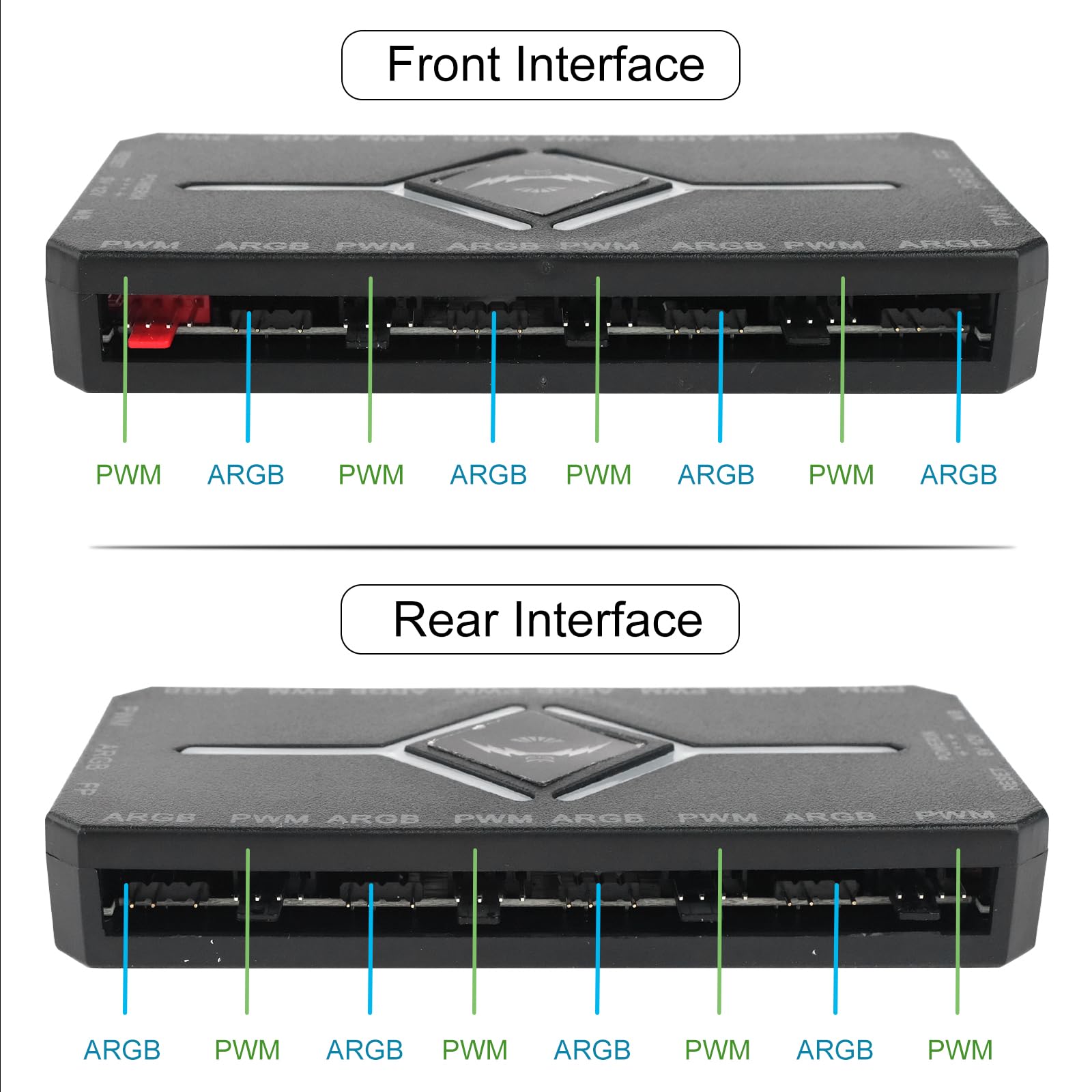 Snapklik.com : ARGB PWM Fan Hub, Addressable 5V-3PIN 2-in-1 RGB ...