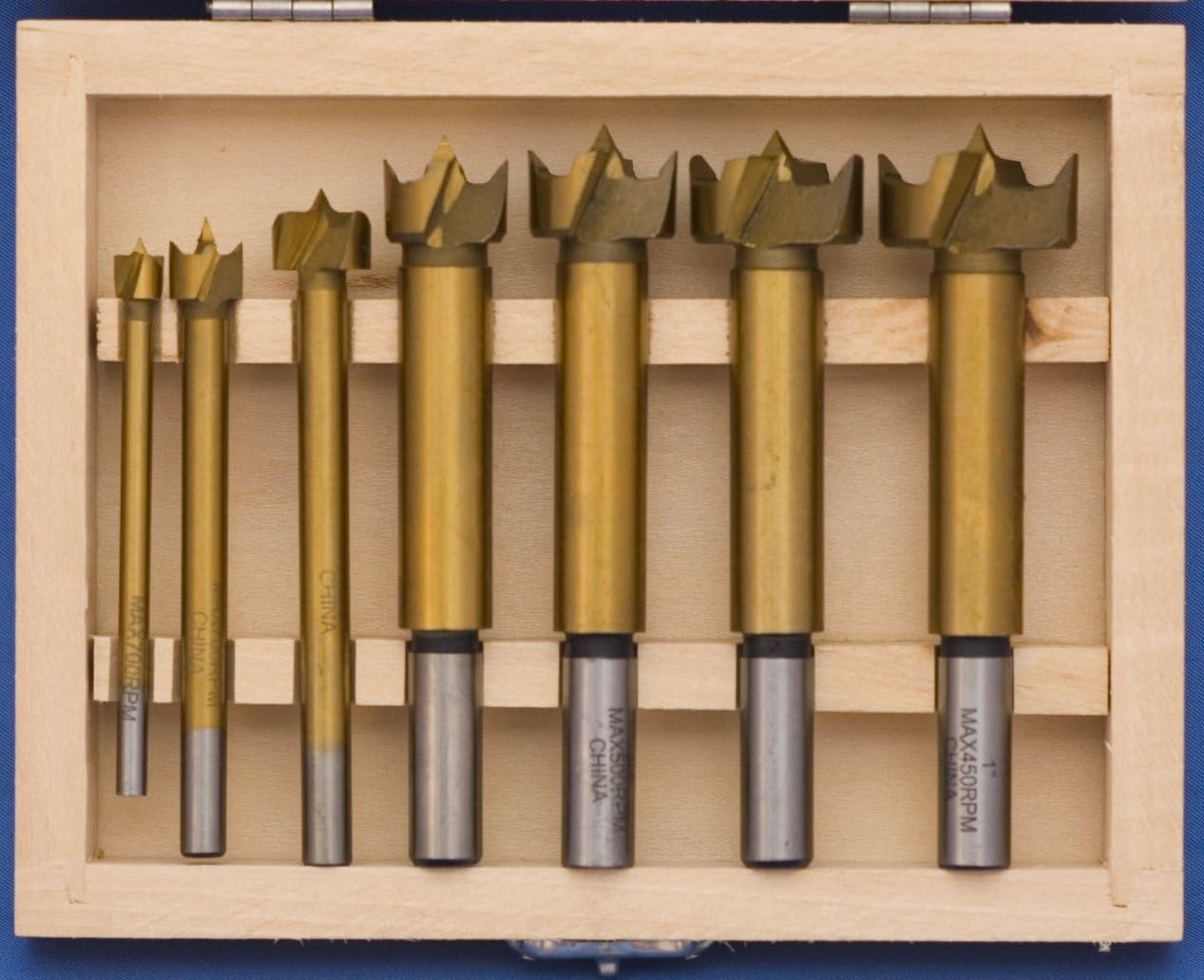 Titanium 7 PC Forstner Drill Bit Set Chews Angled Holes Through Wood ...