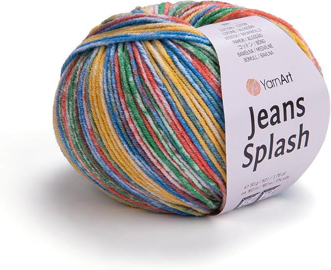 Amazon.com: YarnArt Jeans Splash - Variegated Sport Yarn 55% Cotton 45% ...