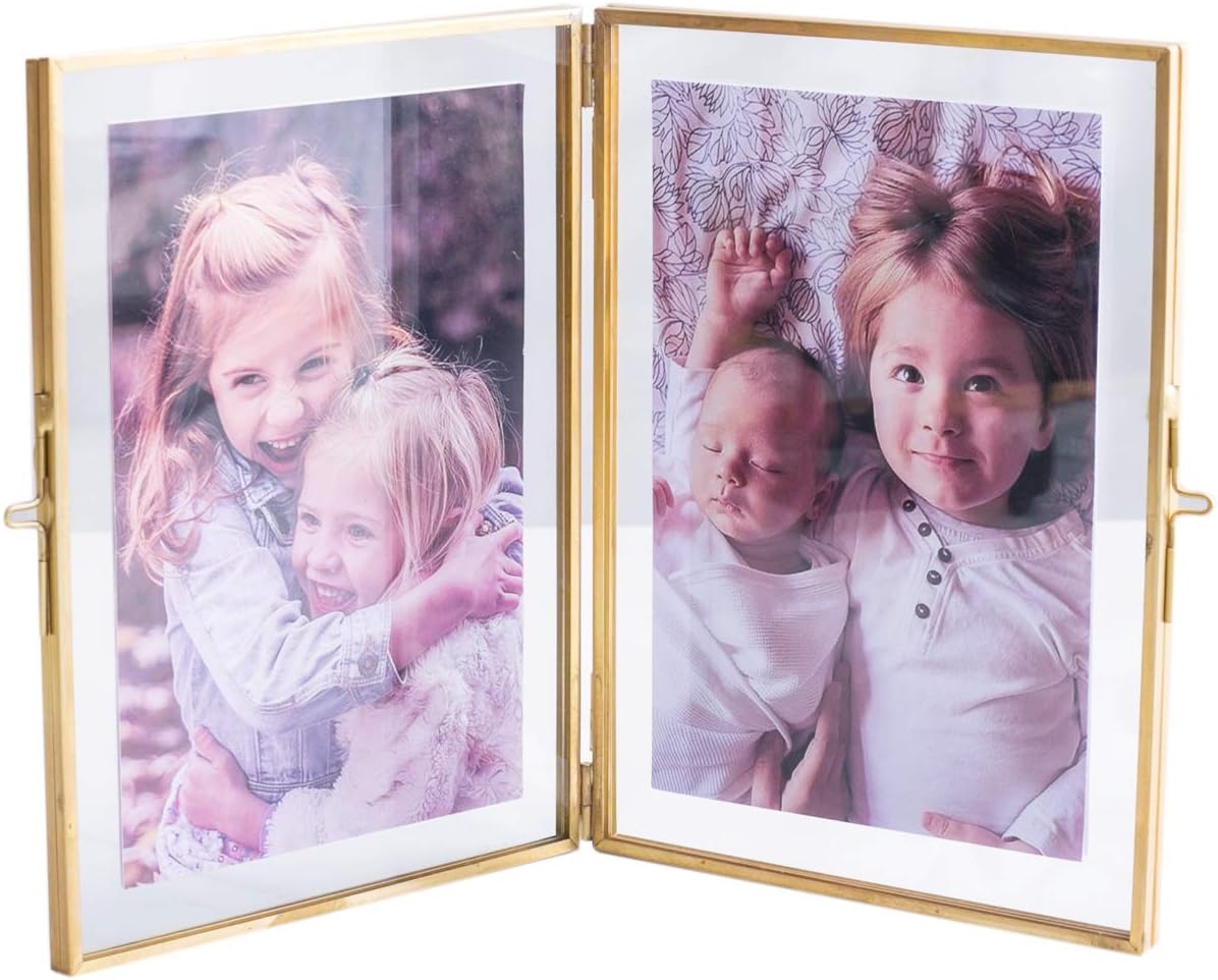 Navaris Folding Triple Photo Frame - Fits 15x10cm Photos - Double-Sided ...