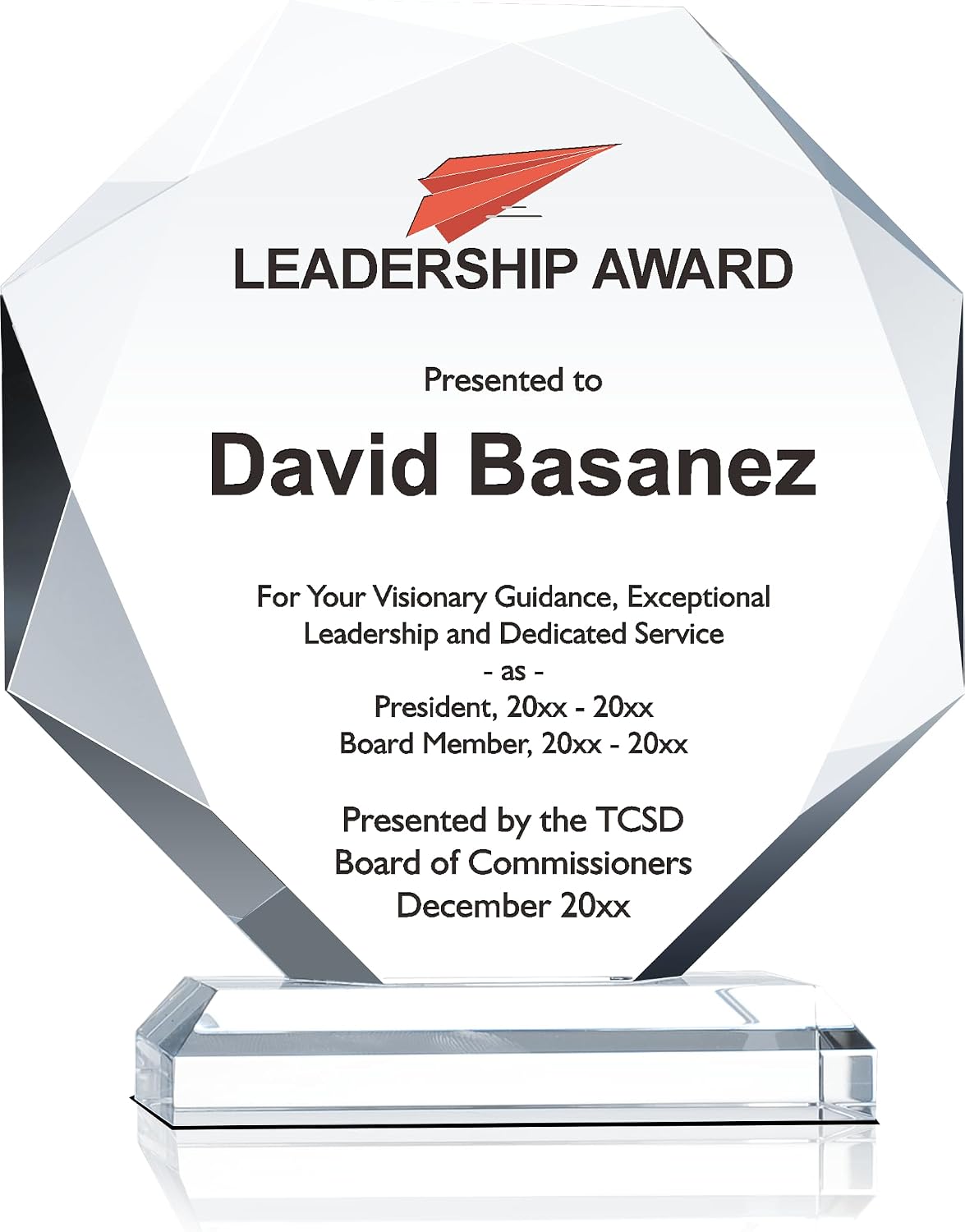 Amazon.com : Custom Engraved Crystal Leadership Award Plaque, Unique ...