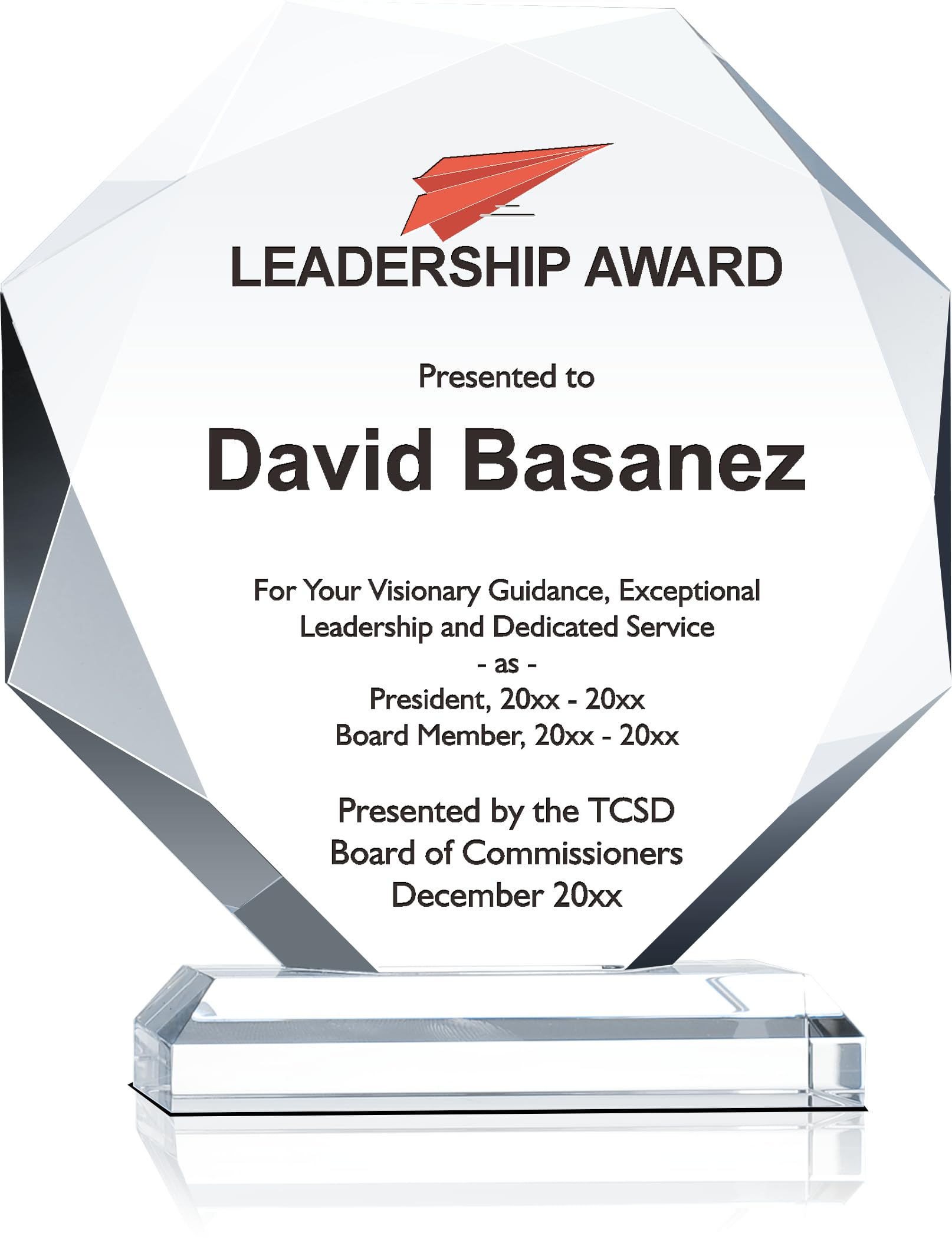 Amazon.com : Custom Engraved Crystal Leadership Award Plaque, Unique ...