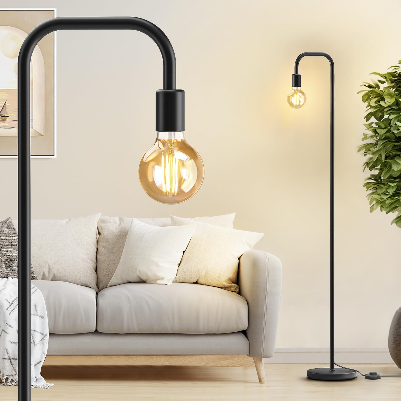 CNXIN Industrial Floor Lamp for Living Room Modern Standing Lamp with ...