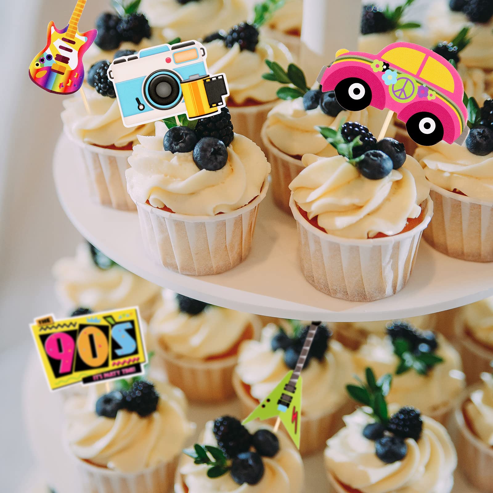 Snapklik.com : 48 Pieces 90s Cupcake Topper 90s Theme Party Decorations ...