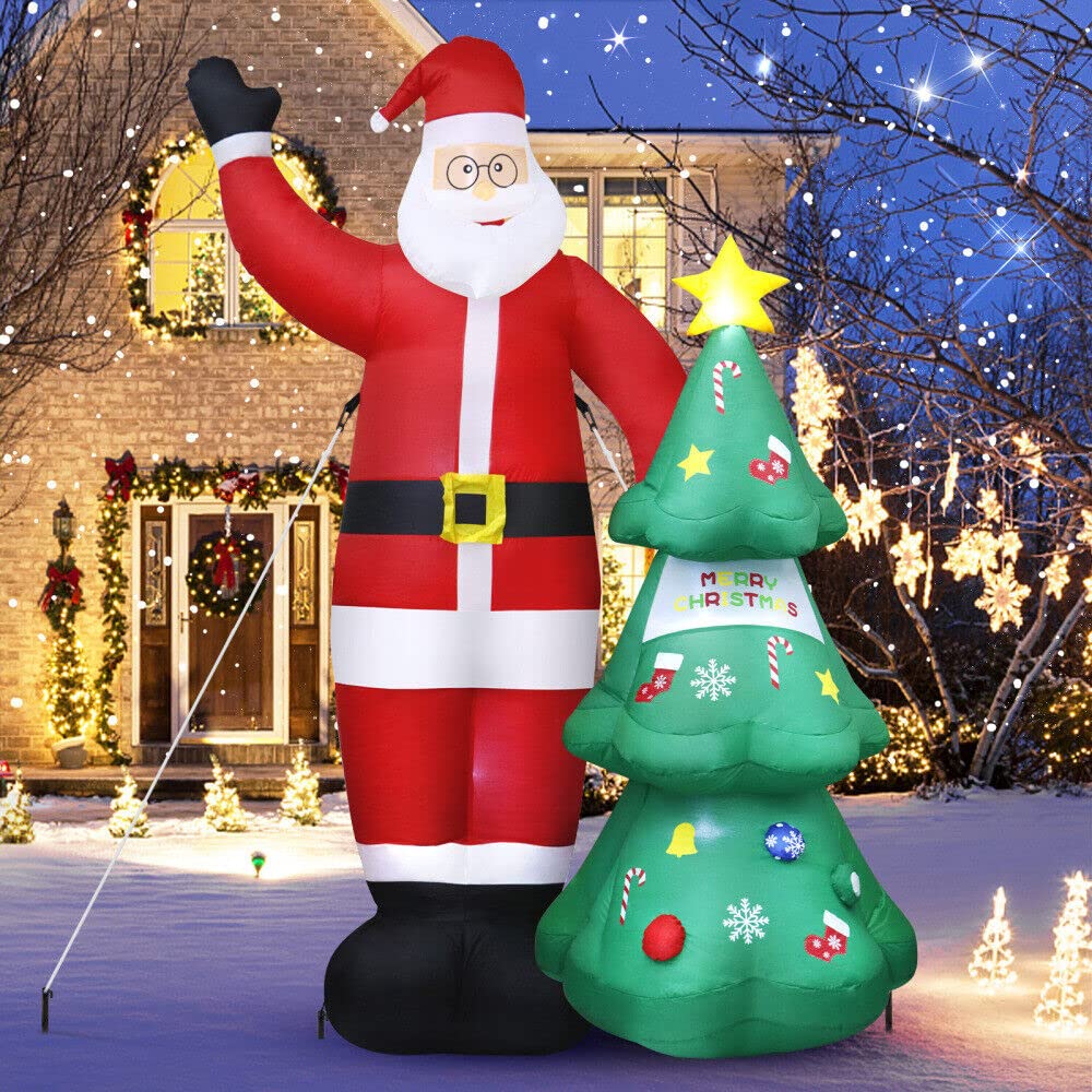 dkian Inflatable Santa Claus 8ft with led Lights Blower and Attached ...