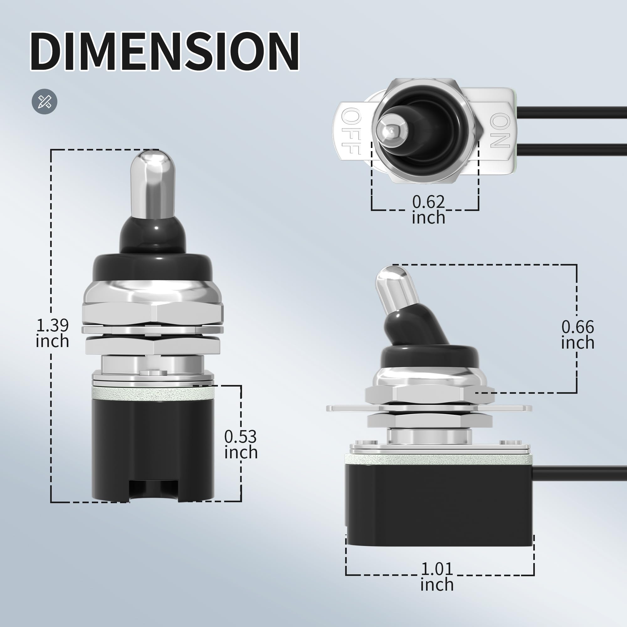 Snapklik.com : RVBOATPAT 4PCS Waterproof Toggle Switch 12V, SPST 2 Pin ...