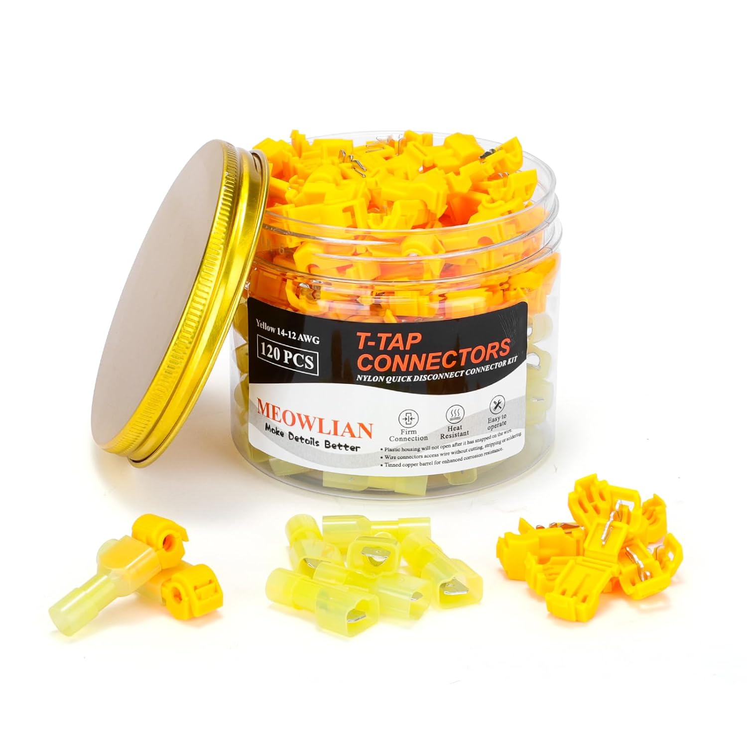 120PCS/60 Pairs T-Tap Quick Splice Disconnect Wire Terminals Spade Wire ...