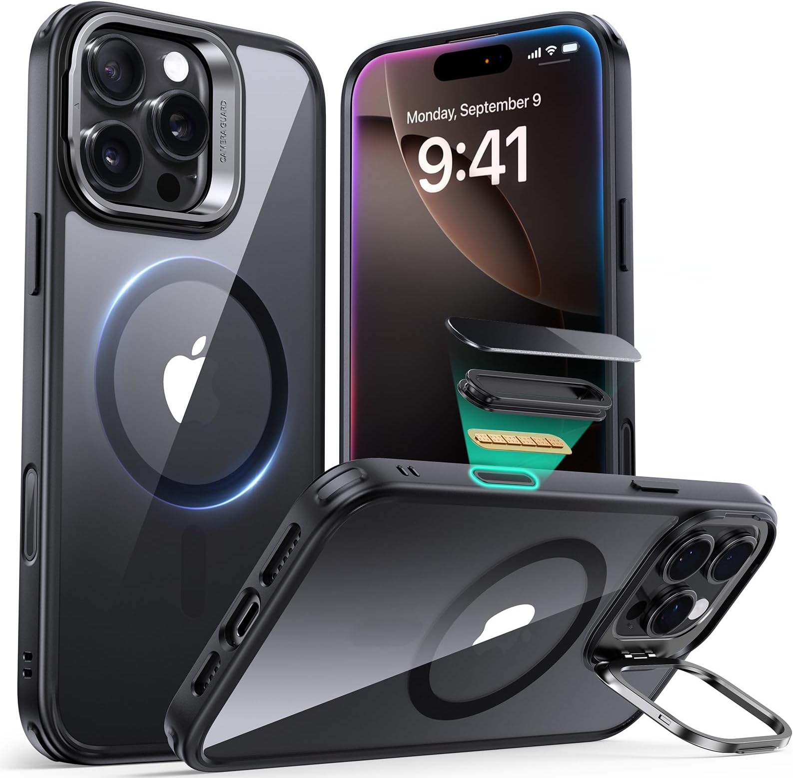 ESR for iPhone 16 Pro Max Case, Compatible with MagSafe, Built-in Stash Stand Phone Case ...