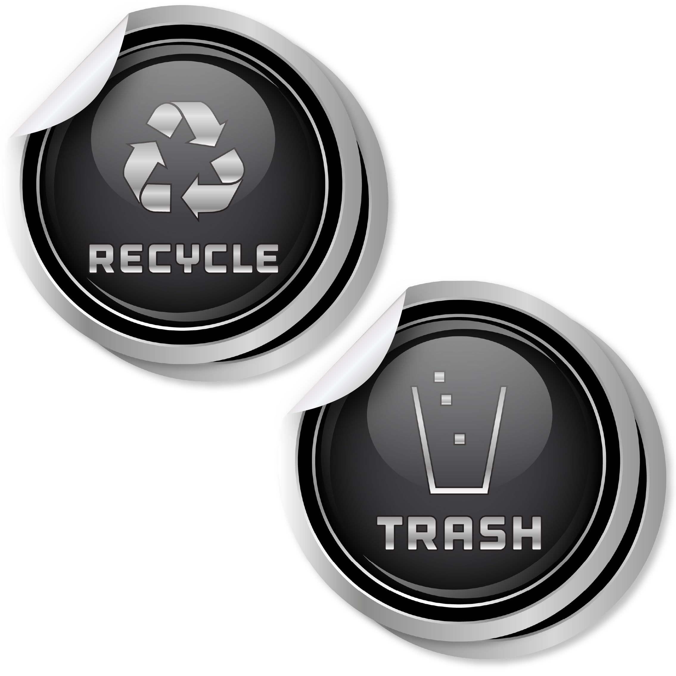 Amazon.com: Recycle and Trash Sticker Set - 4 Pack 5.5" Circle ...