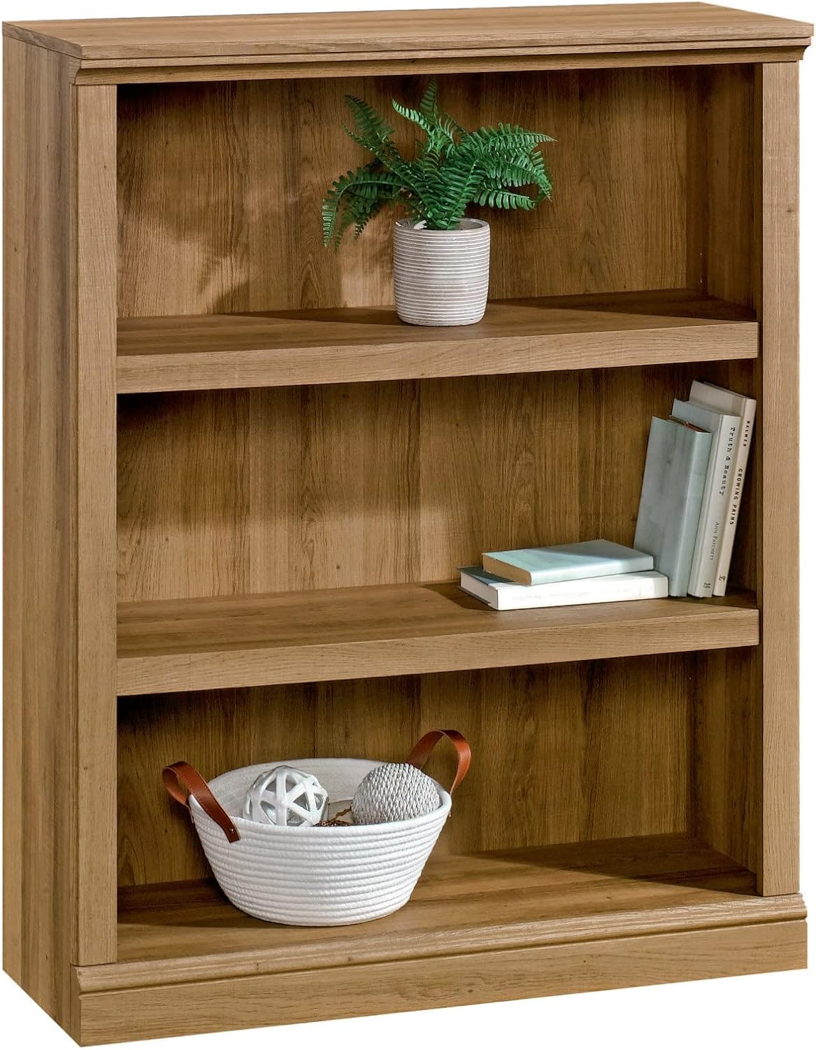 Amazon.com: Realspace® Premium Bookcase, 3-Shelf, Golden Oak : Home ...
