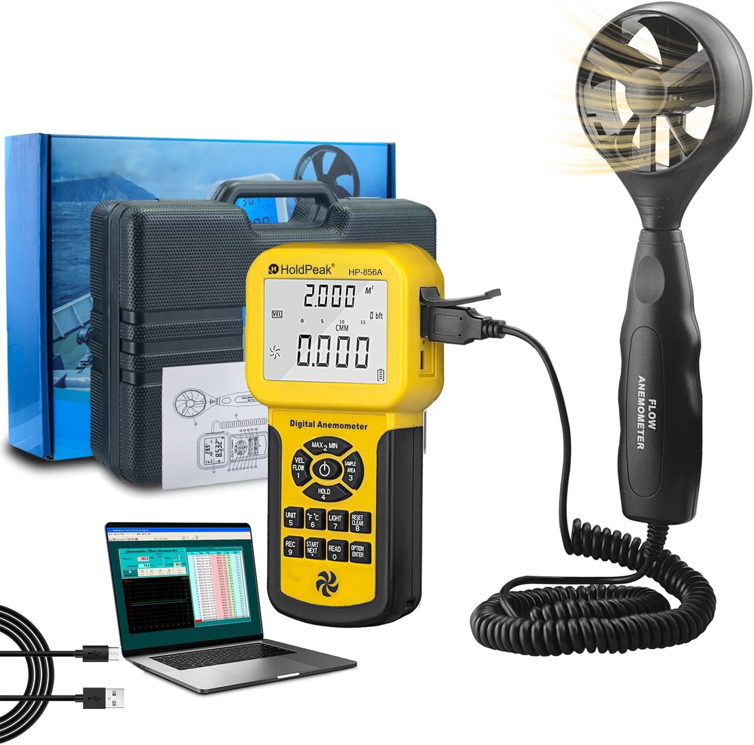 Amazon.com: HVAC Anemometer Handheld with USB, CFM Airflow Wind Speed ...
