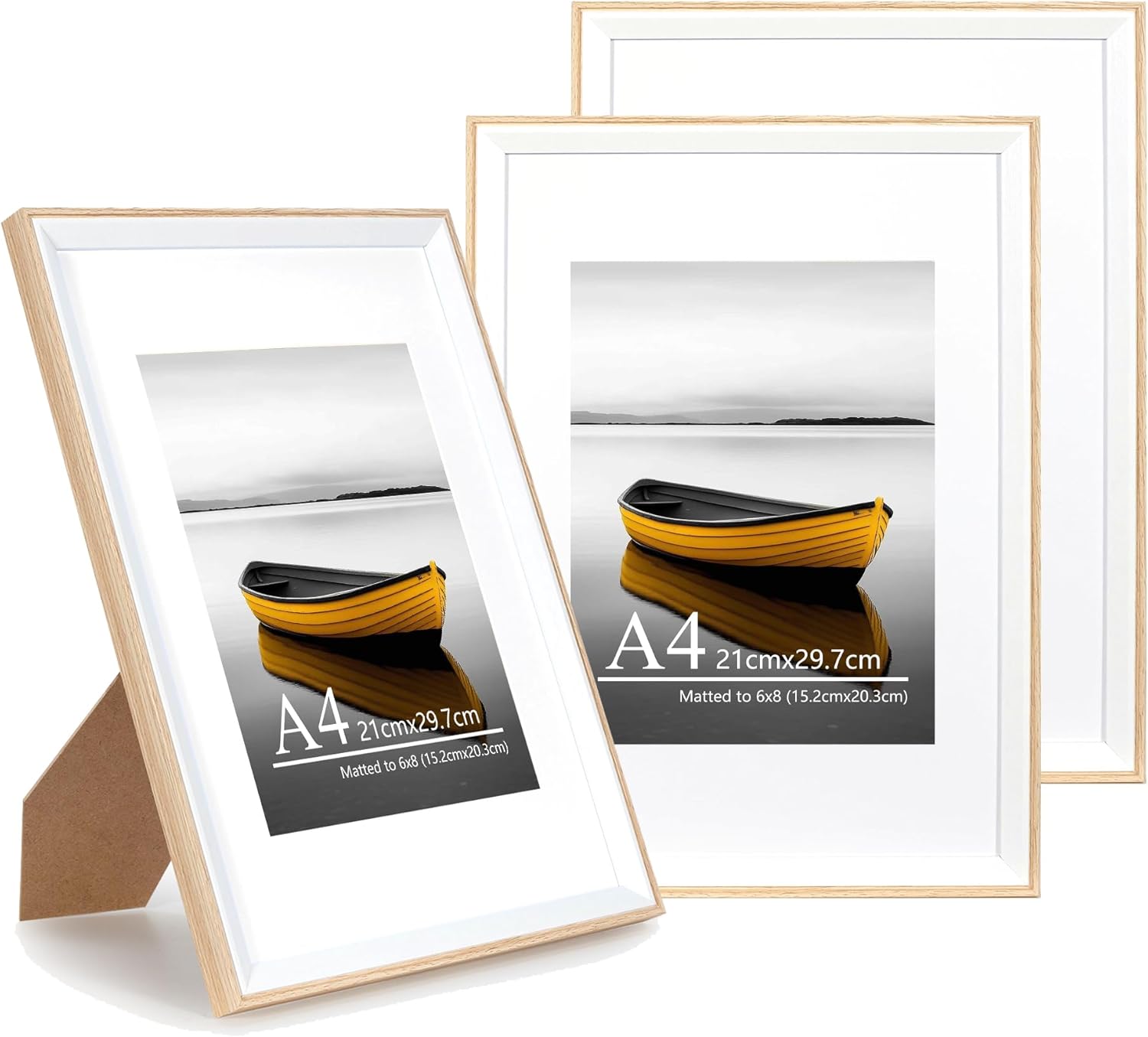 Baoee A4 white Picture Frame with 6x8 Mount,Set of 3,photo frame with ...