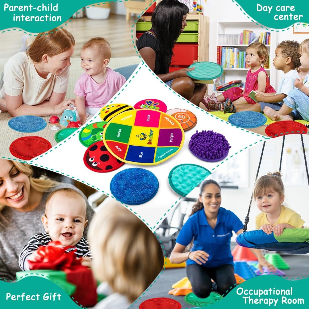 beetoy Sensory Mini Mats, 9 Set Textures Sensory Mats, Autism Sensory ...