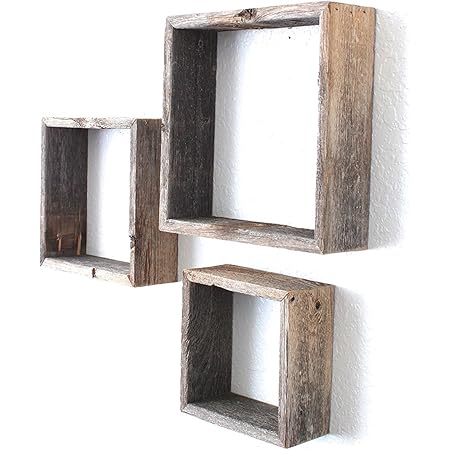 Amazon.com: Rockin' Wood Rustic Wood Shadow Box Floating Shelves with ...