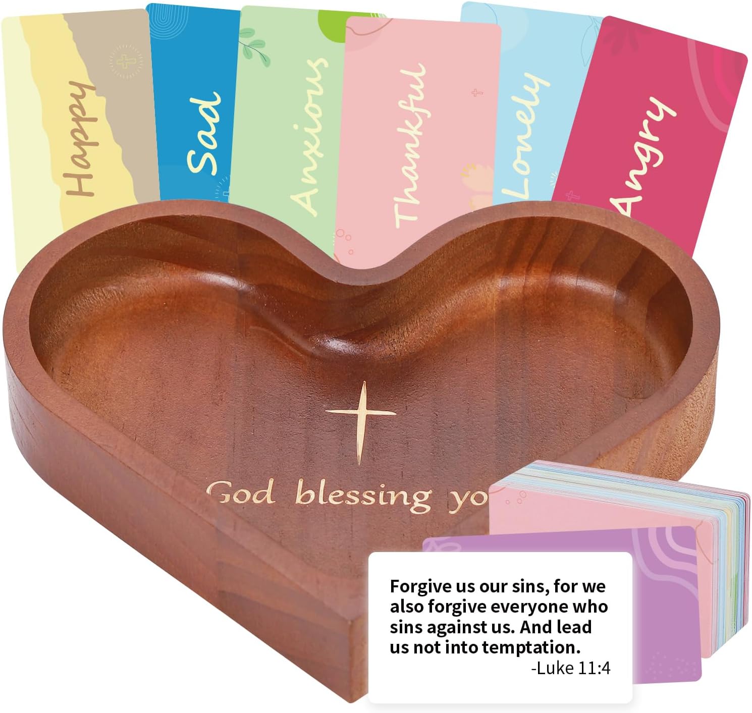 Amazon.com: NStuiv Prayer Bowl Wooden with Color Coded Bible Verse ...