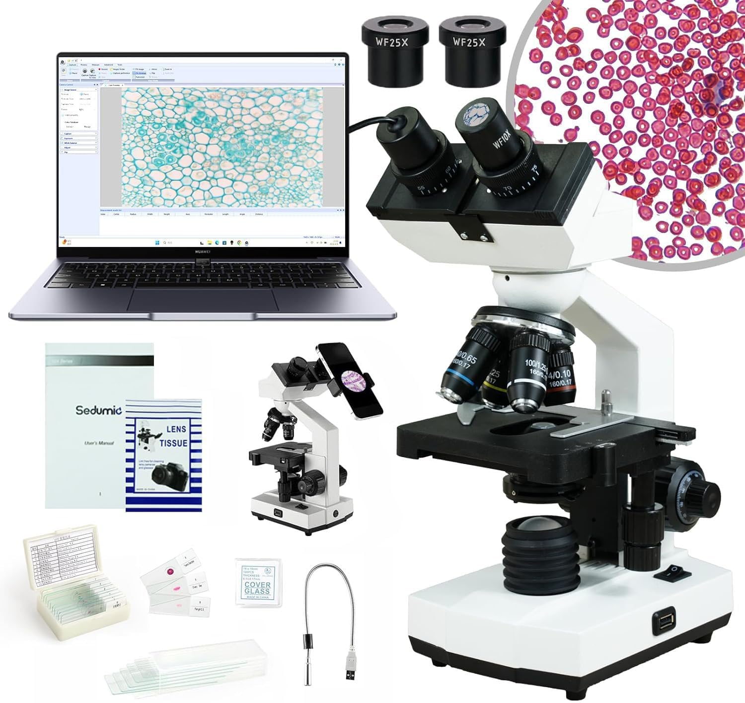 Amazon.com : Crspexil Compound Binocular Microscopes 40X-2000X with 2.0 ...