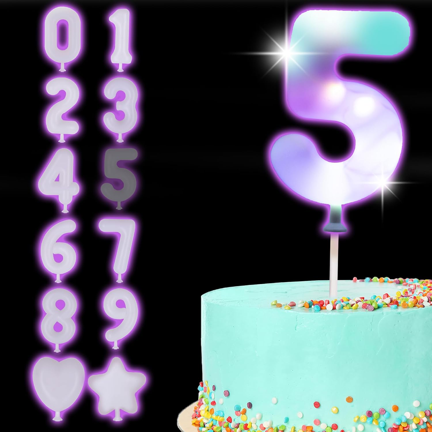 Amazon.com: ArtCreativity LED Numeric Birthday Cake Topper - Light Up ...