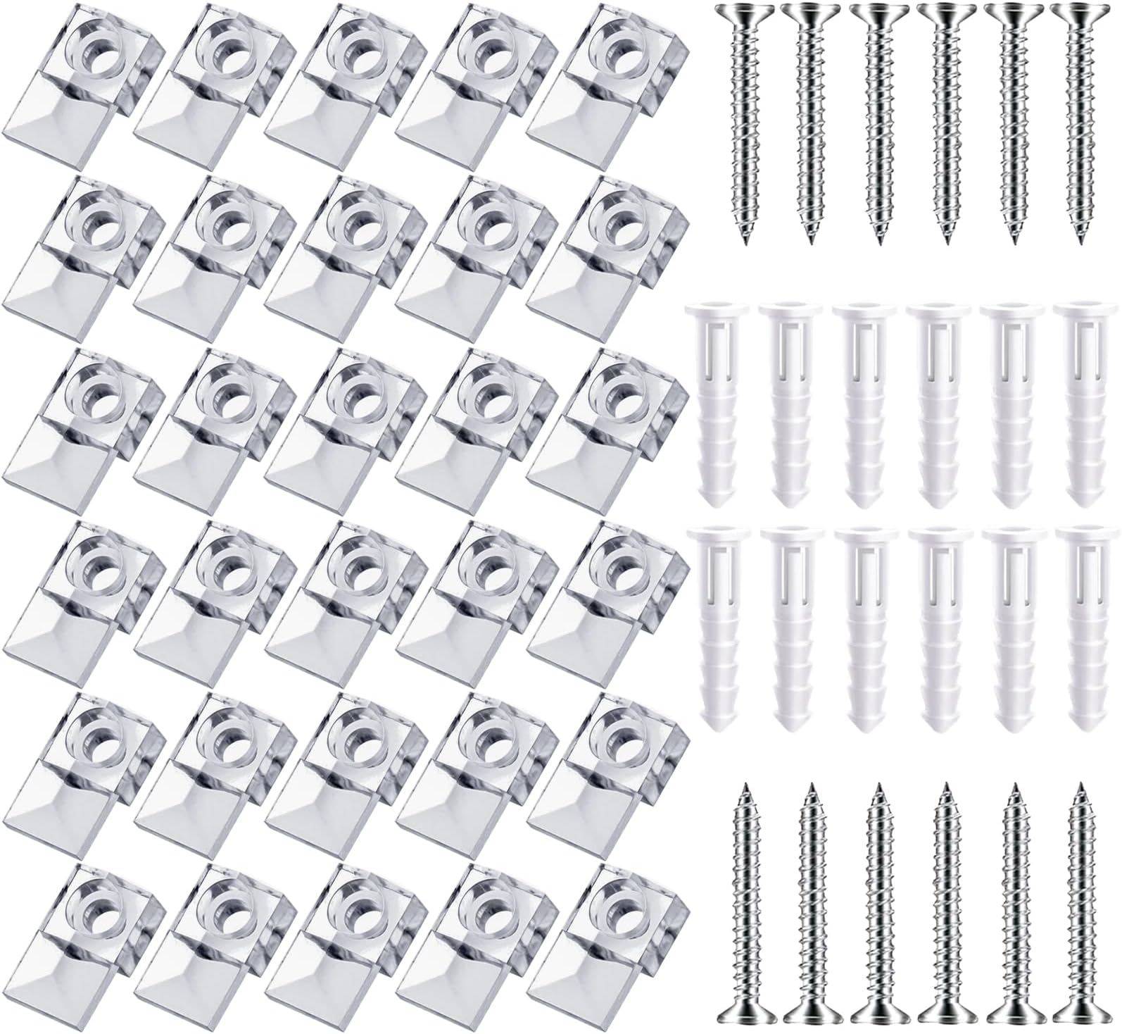 30-Piece Mirror Holder Clip Glass Crystal Clear Plastic Mirror Clip ...