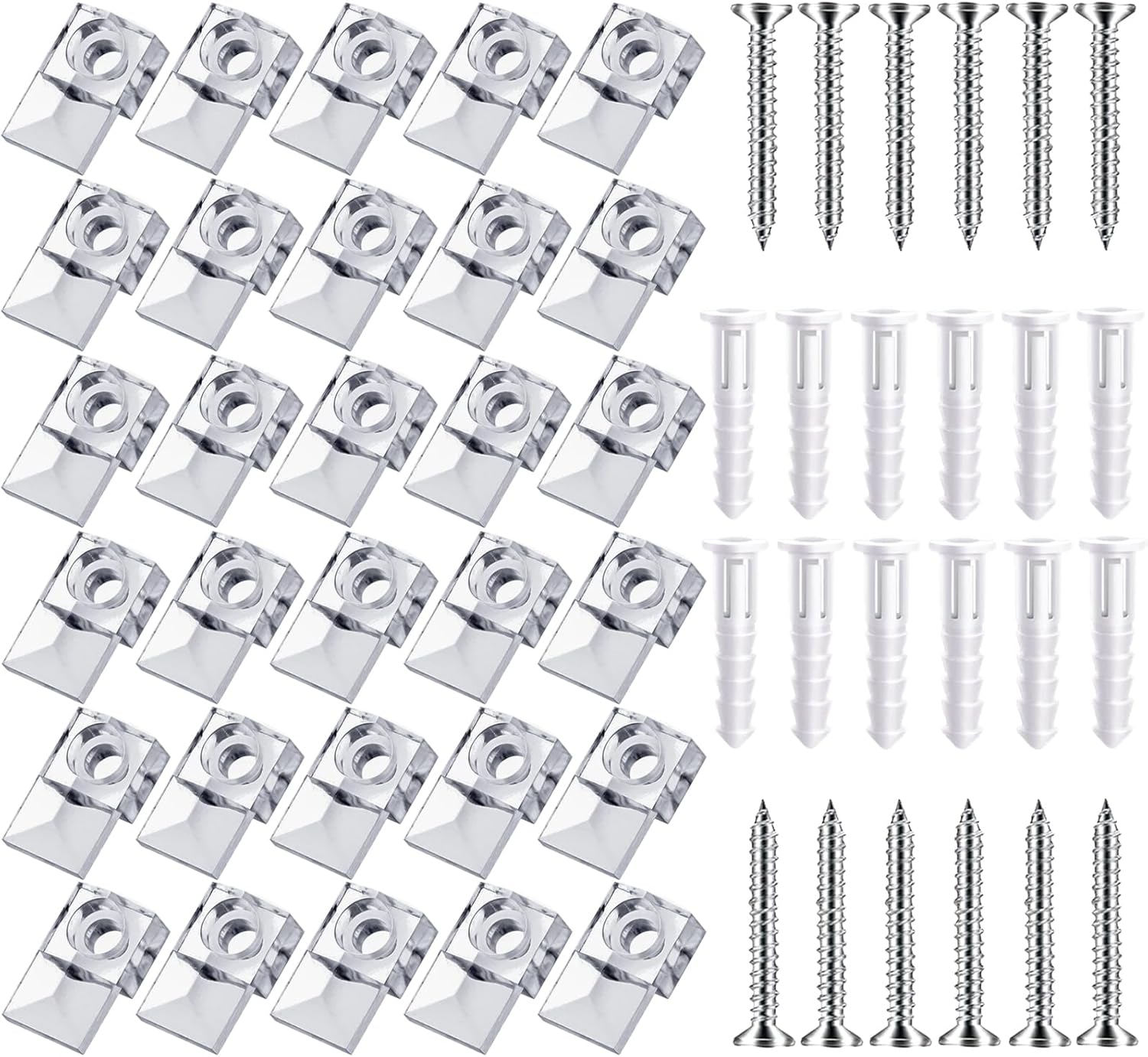 30-Piece Mirror Holder Clip Glass Crystal Clear Plastic Mirror Clip ...