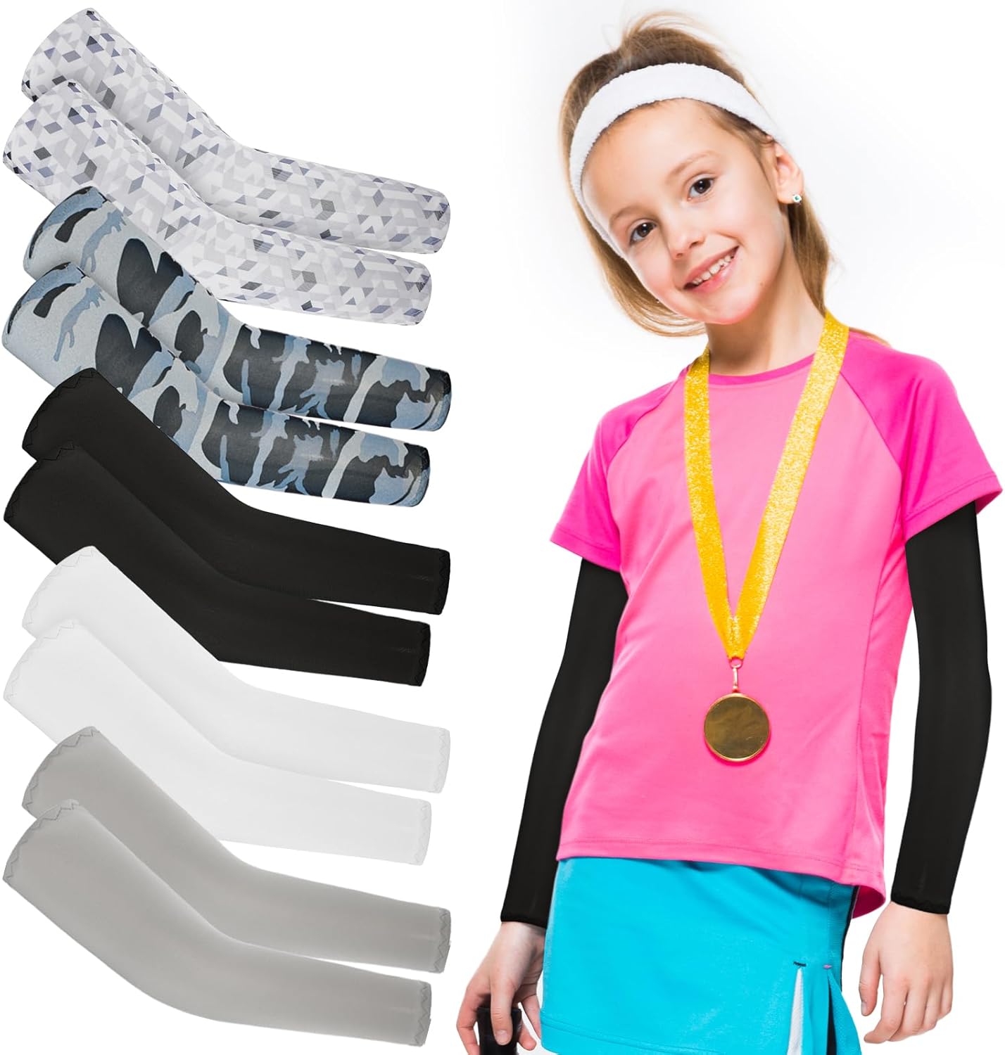 Amazon.com: 5 Pairs Kids Arm Sleeves, UV Sun Protection Arm Sleeves for ...