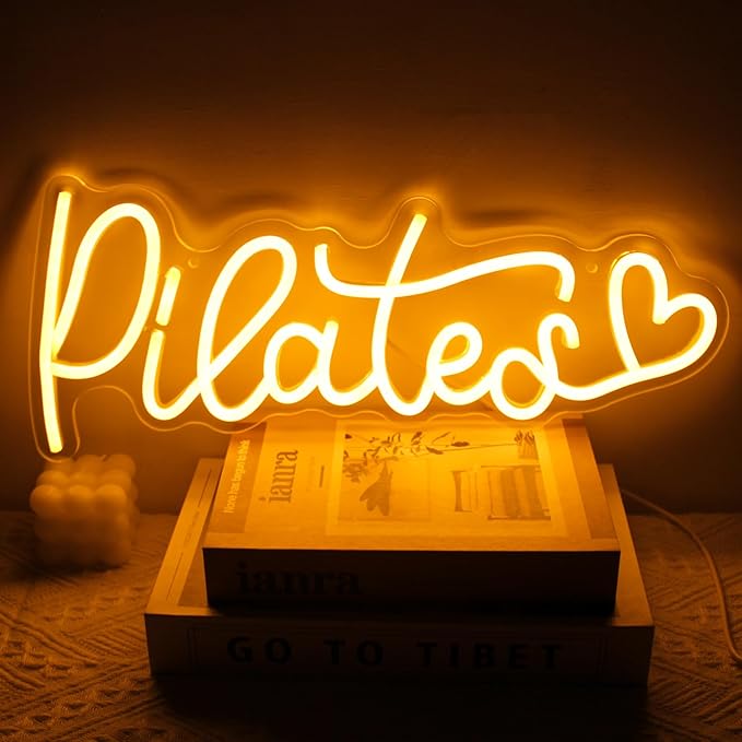 Amazon.com : Pilates Neon Sign Yoga LED Neon Lights Signs Orange Letter ...