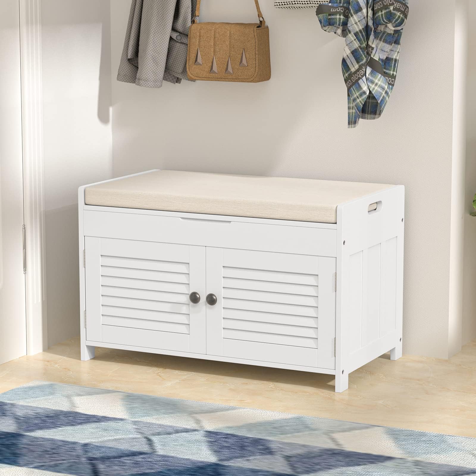 Amazon.com: Haotian FSR102-W, White Storage Bench with Lift-Up Top ...