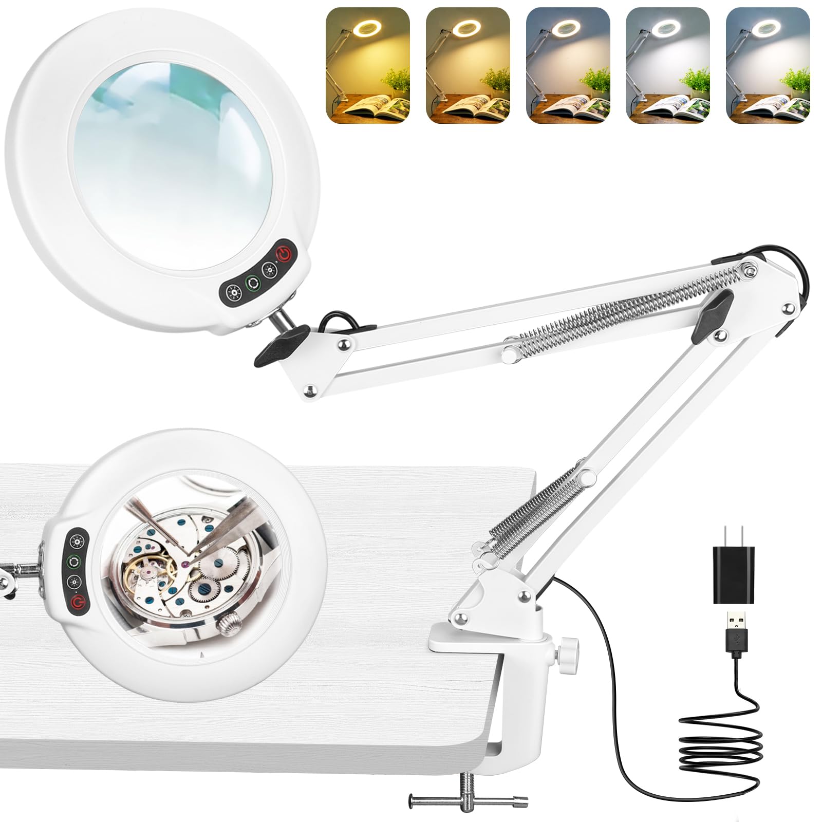 Amazon.com: IVMAIE 10X Magnifying Glass with Light and Clamp, LED Desk ...