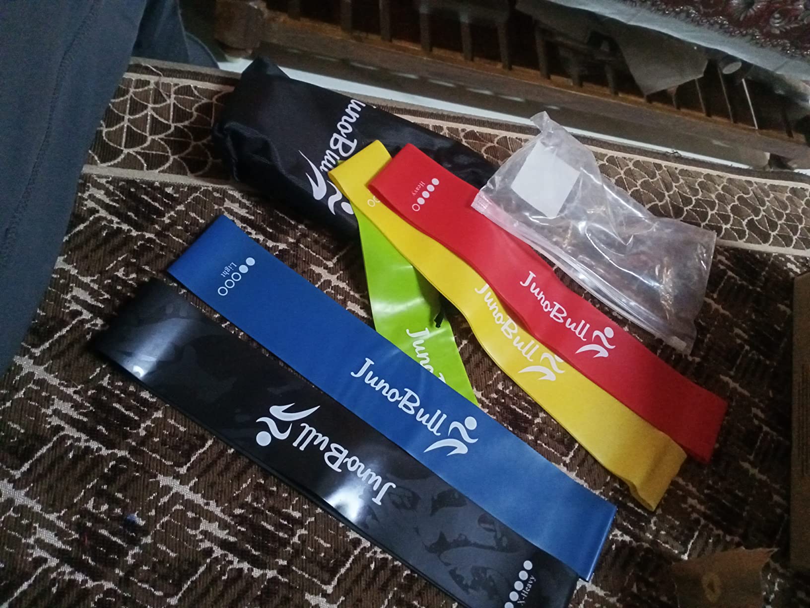 JunoBull Exercise Resistance Natural Rubber Loop Bands Elastic with Bag ...