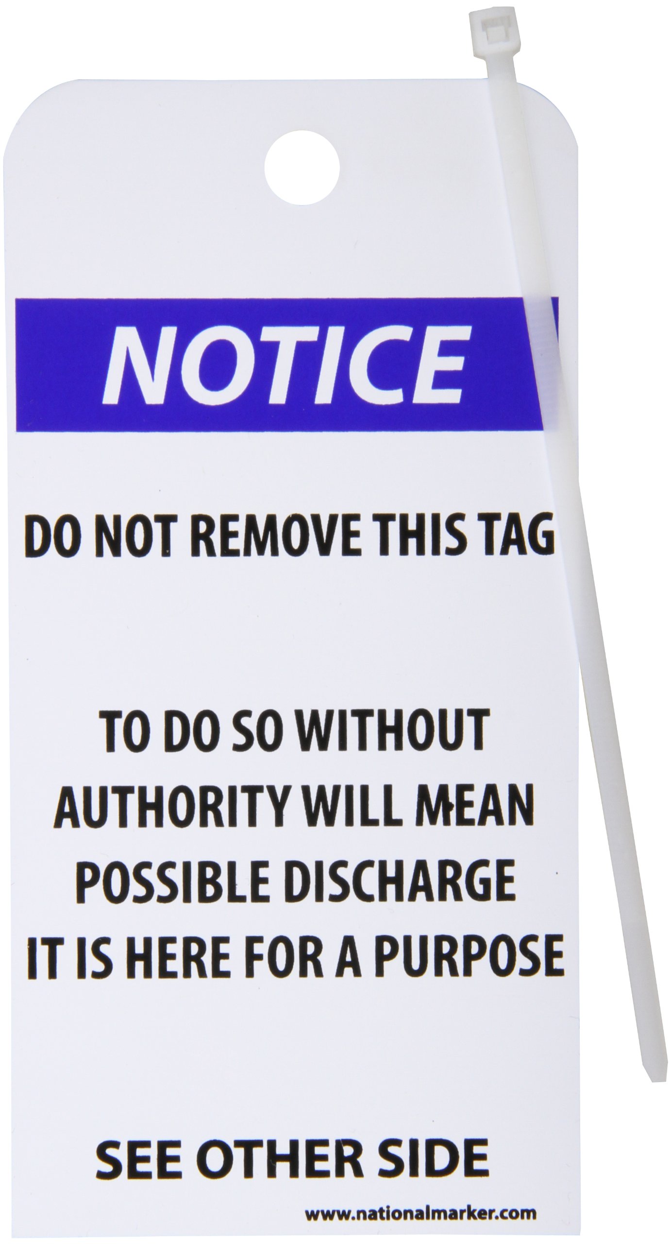 NMC RPT38"Notice" Accident Prevention Tag, Unrippable Vinyl, 3" Length ...