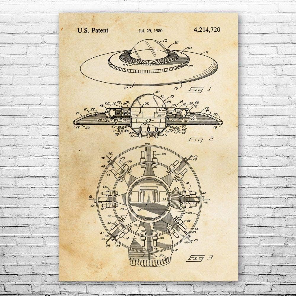 Amazon.com: Flying Saucer UFO Poster Print, Sci-fi Gift, UFO Wall Art ...