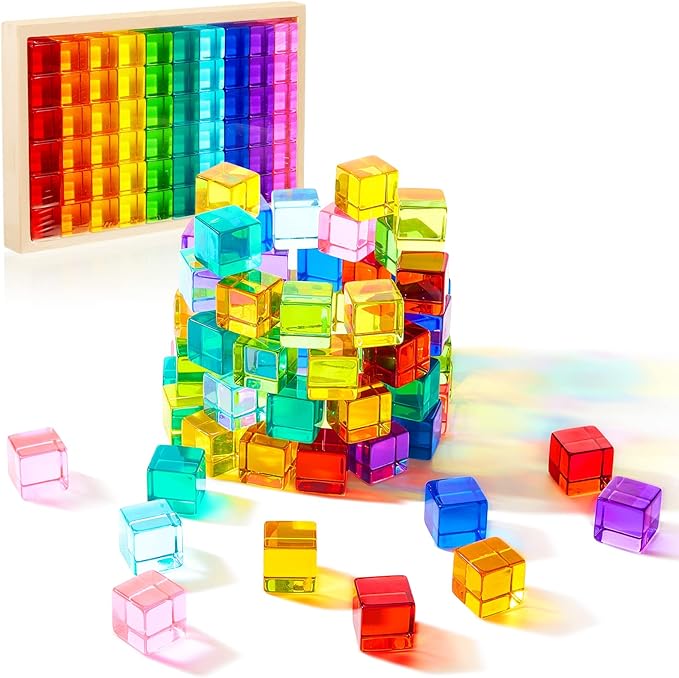 Amazon.com: Meooeck 60 Pcs Colored Acrylic Gem Cubes Blocks Translucent ...