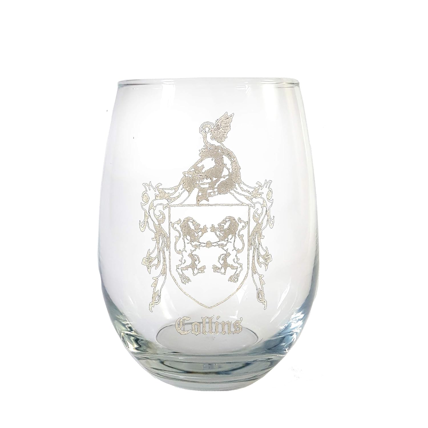 Amazon.com: Collins Family Coat of Arms 18oz Stemless Wine Glass ...