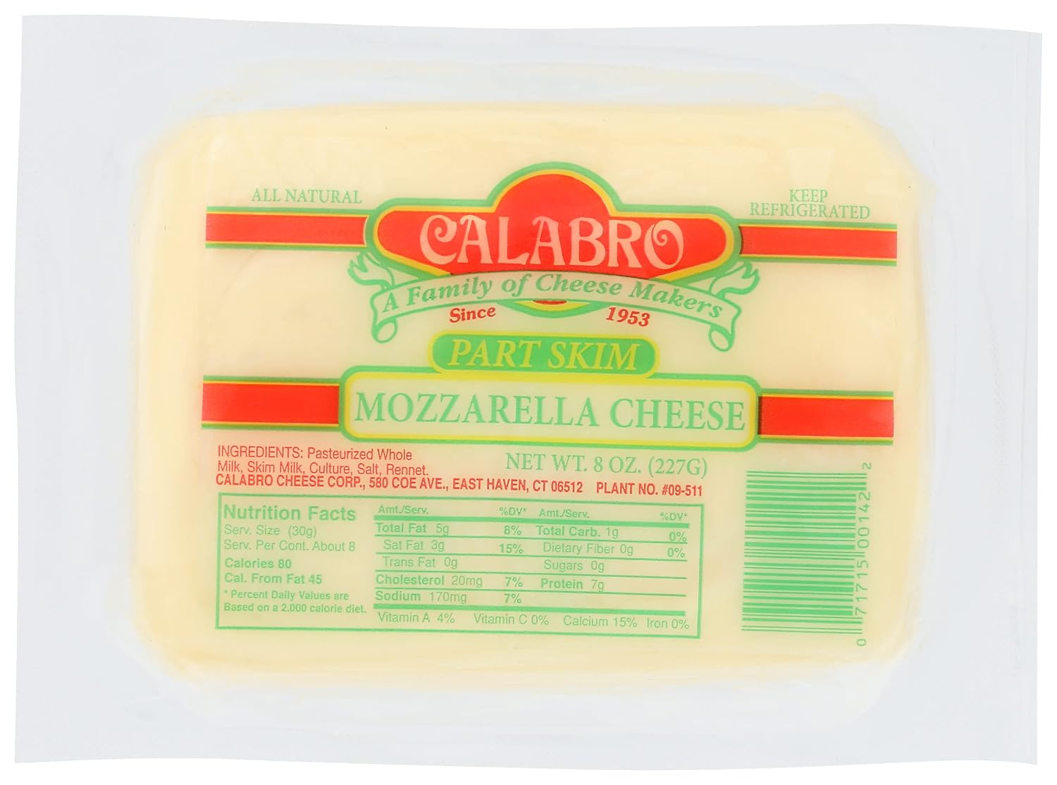 Amazon.com: CALABRO CHEESE Part-Skim Mozzarella, 8 OZ : Grocery ...