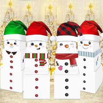 Amazon.com: MotiMind 16 Pcs Christmas Snowman Stackable Gift Boxes with ...