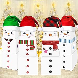 Amazon.com: MotiMind 16 Pcs Christmas Snowman Stackable Gift Boxes with ...