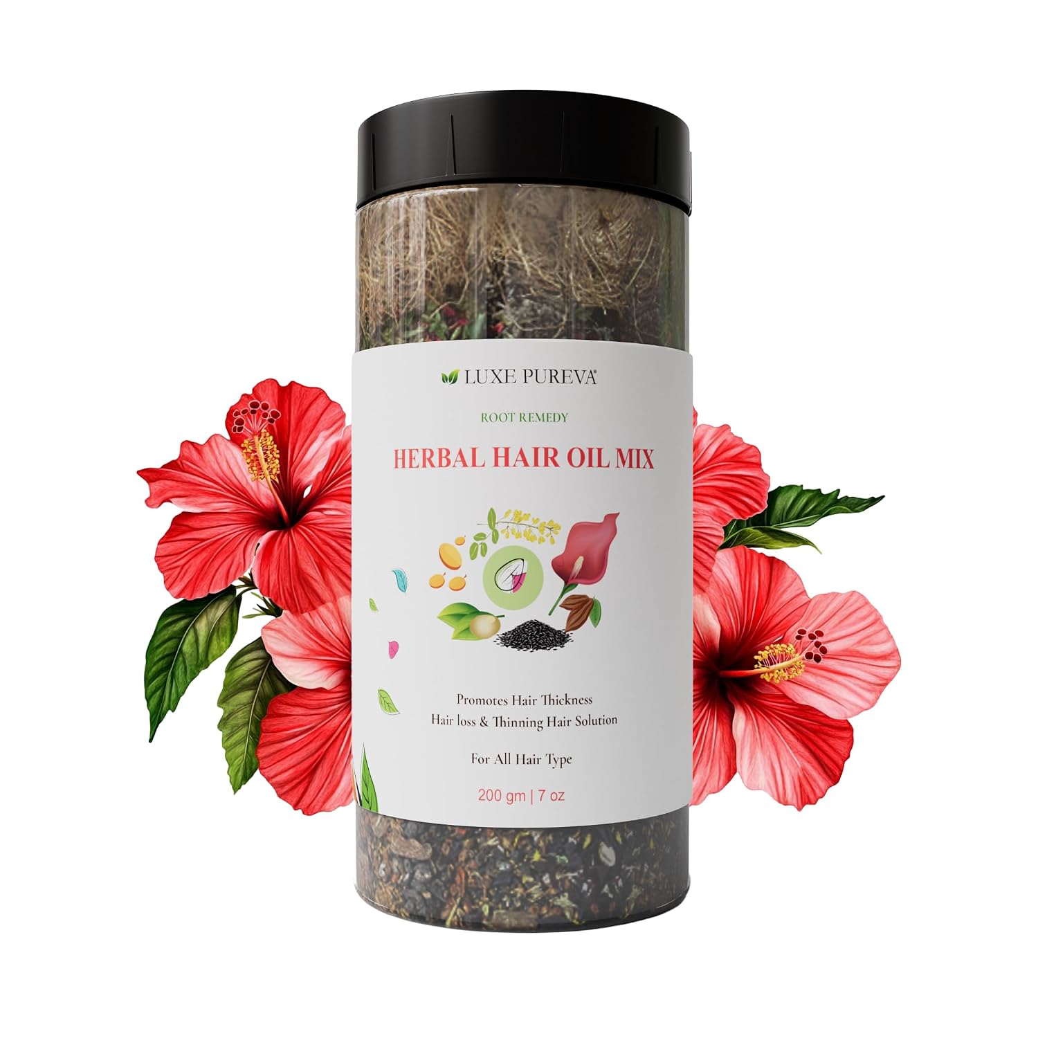 Amazon.com: LuxePureva Herbal Hair Oil Mix | Herbs For Hair Growth | 19 ...