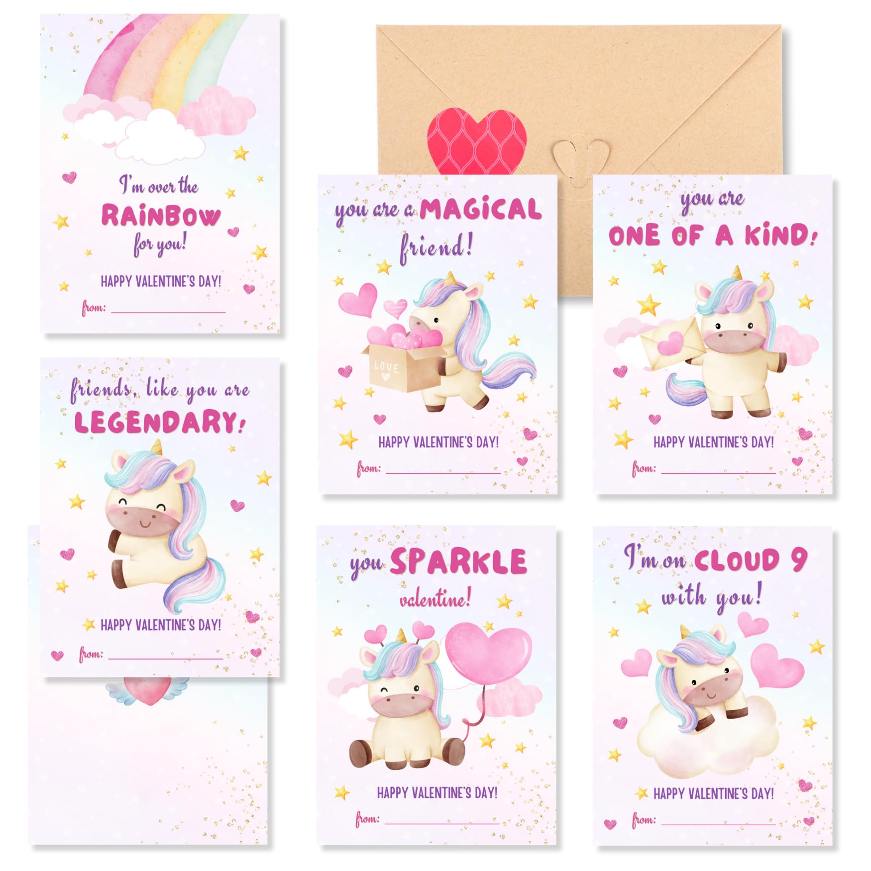 Amazon.com : VAINECHAY Valentines Day Cards for Kids Classroom - 48 ...