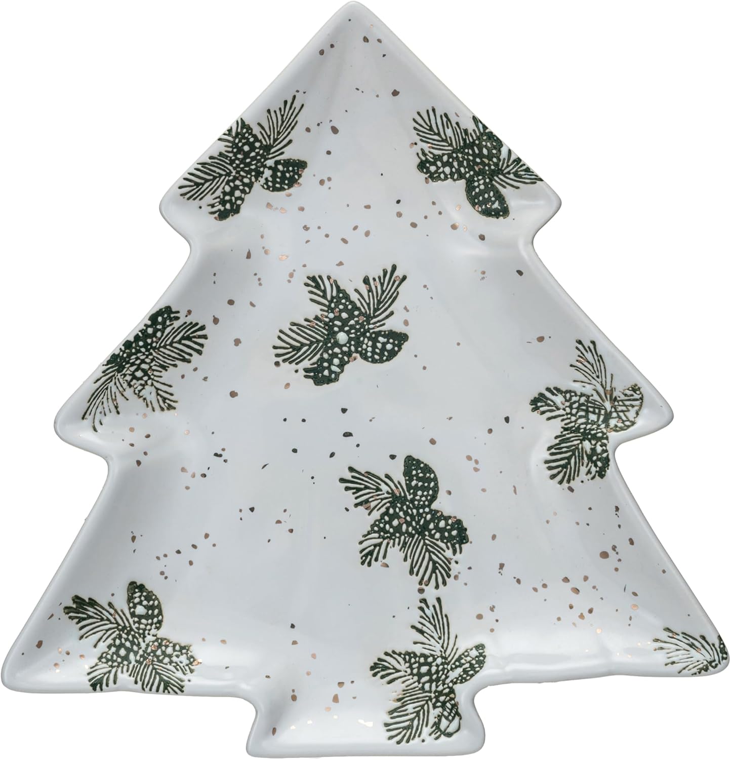 Amazon.com | Creative Co-Op Stoneware Tree Shaped Plate with Pinecones ...