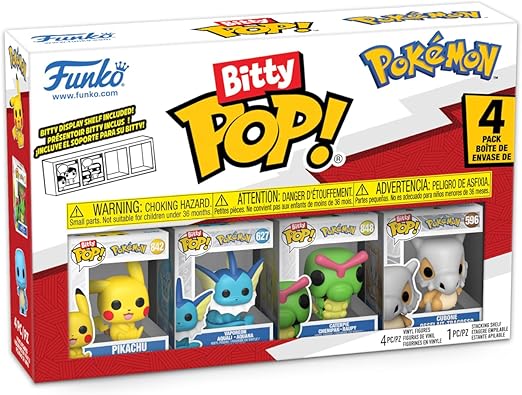 Amazon.com: Funko Pop! Bitty: Pokemon - Pikachu, Vaporeon, Caterpie ...
