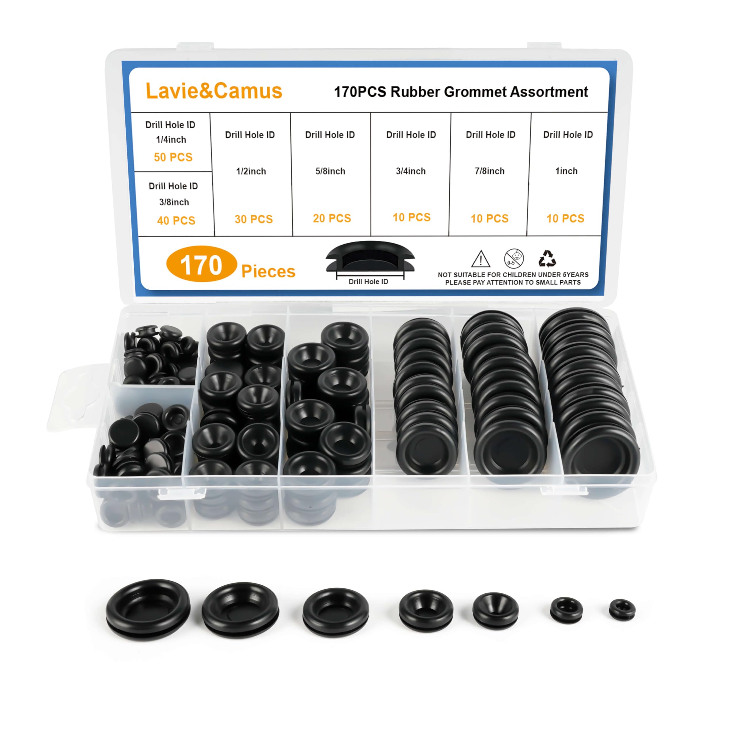 Amazon.com: 170PCS Rubber Grommet Kit, Closed Rubber Hole Plug, Rubber ...
