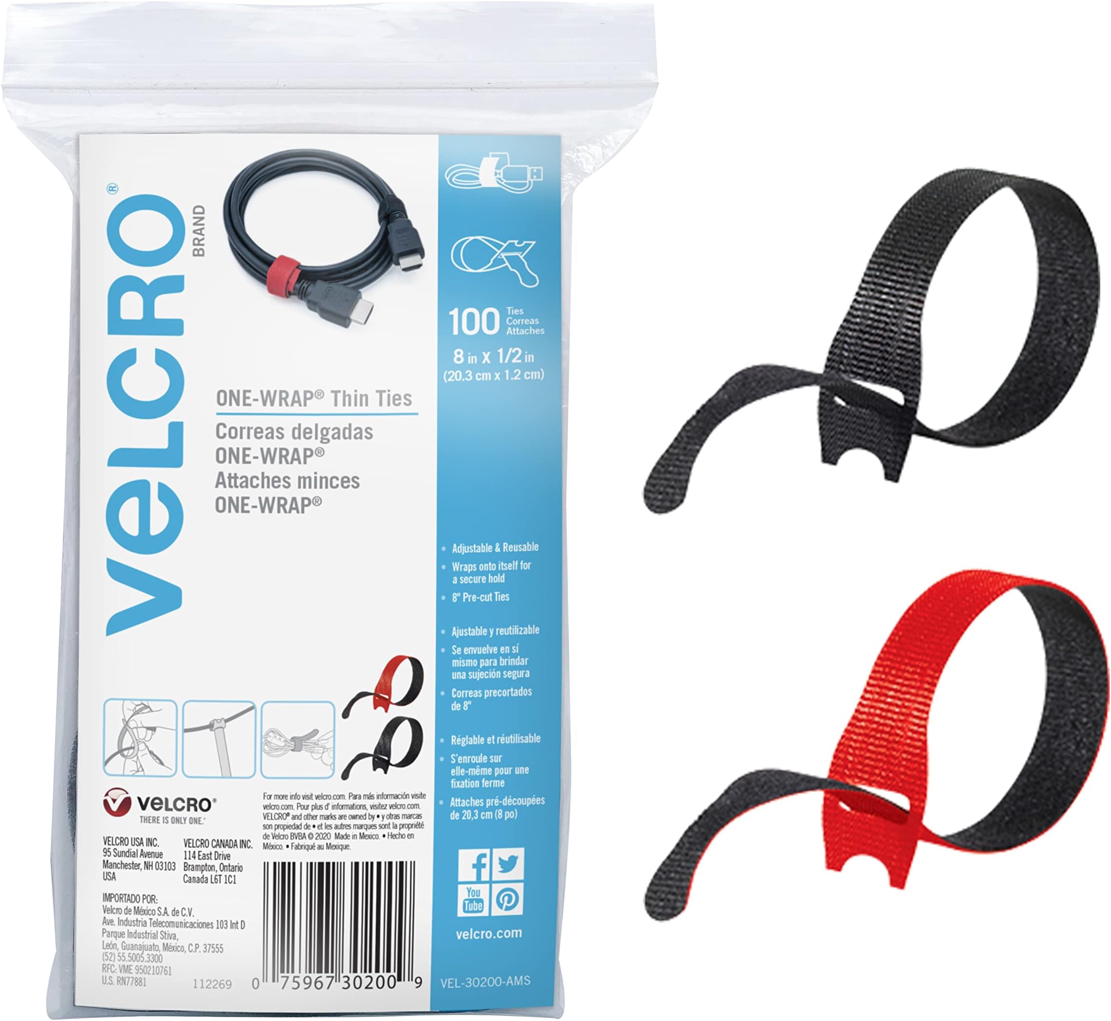Amazon.com: VELCRO Brand 150pk and 100pk Cable Ties Value Packs ...