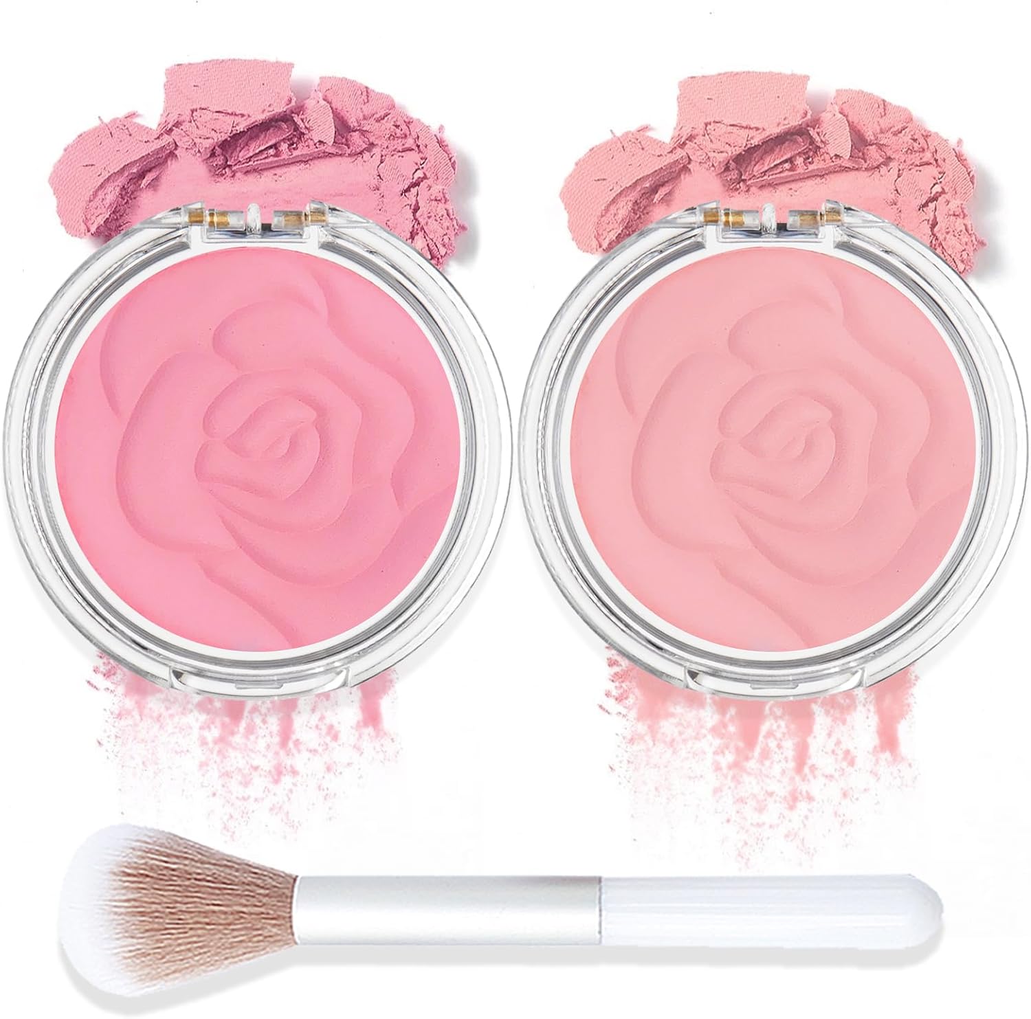 2PCS Pink Blush Palette, Peach Blushers for Cheeks Make up, Powder ...