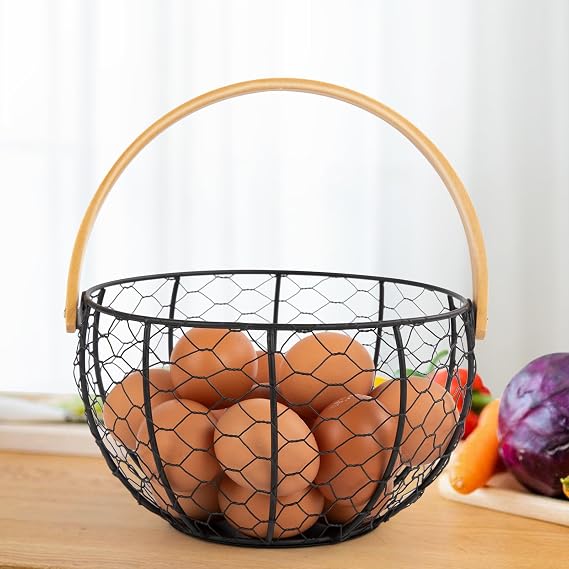 Amazon.com: Hunstire Farmhouse Wire Egg Basket for Gathering Fresh Eggs ...