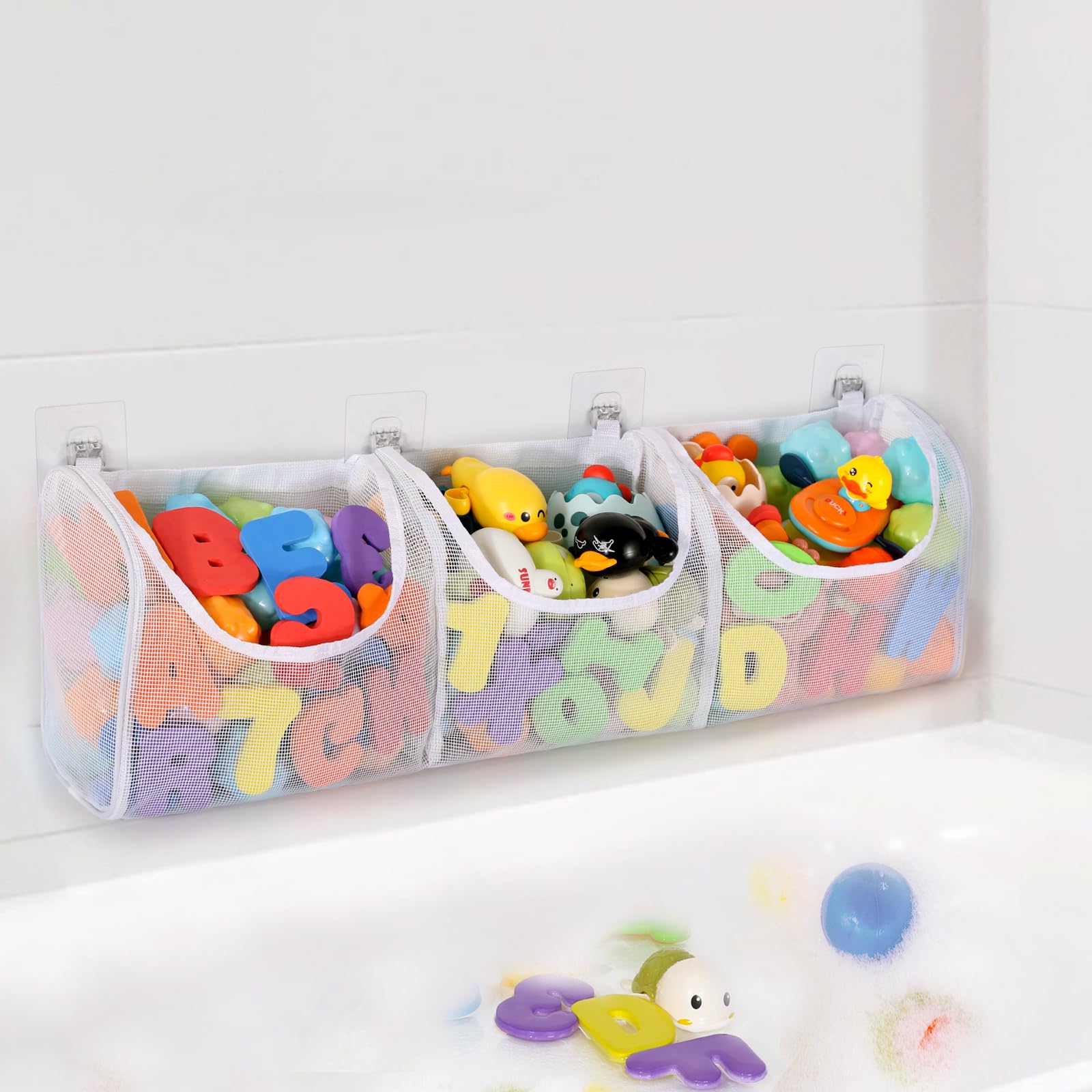 Amazon.com: DOCMON Bath Toy Storage, Large Capacity 3 Compartments ...