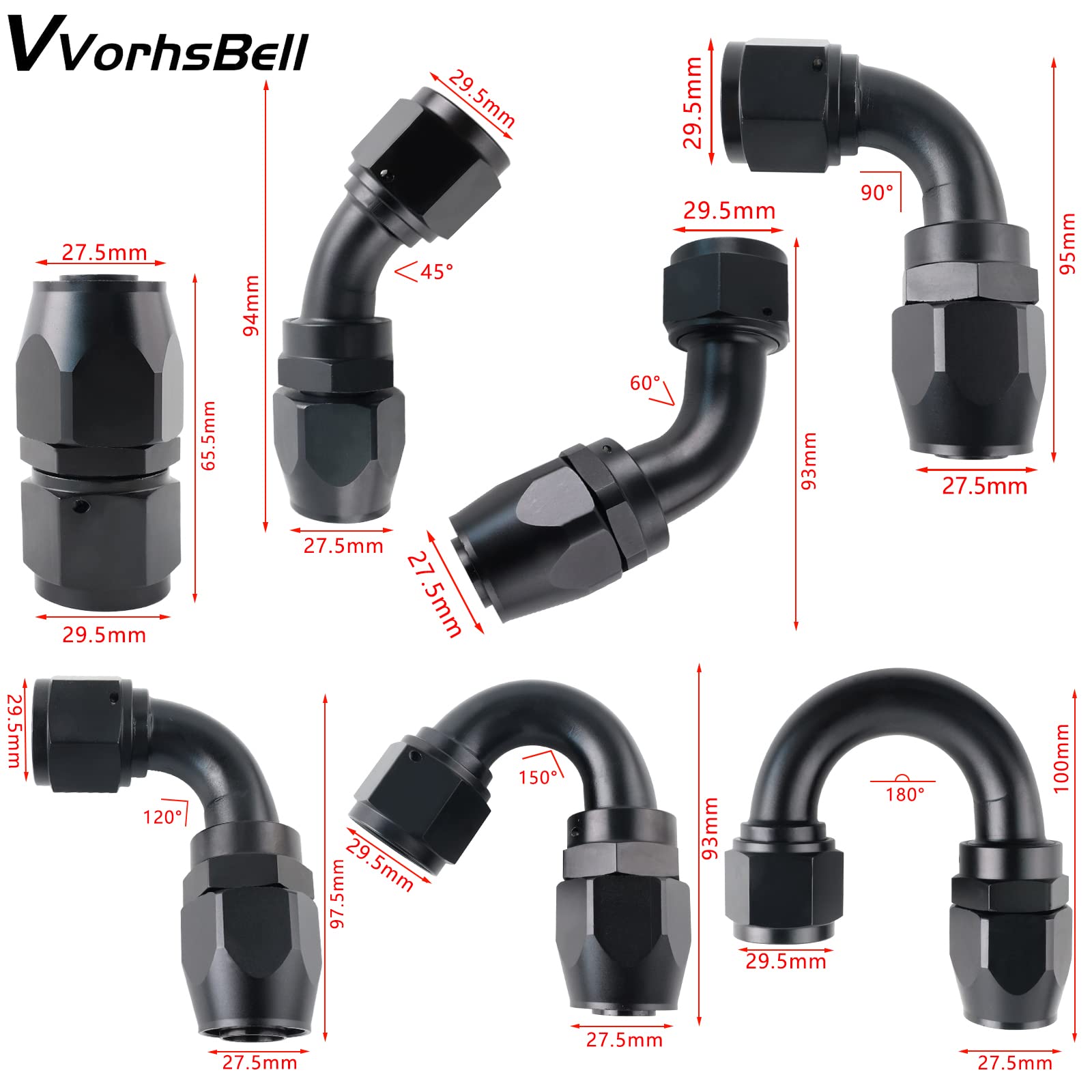 Snapklik.com : 12AN Hose End Fitting Straight Swivel Aluminum Black Oil ...